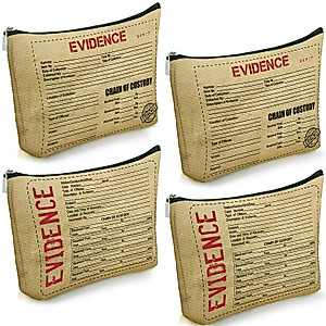 Oudain 4 Pcs Evidence Bags Evidence Makeup Bag Evidence Pencil Bag Novelty Zipper Pouch True Crime Bags for Women Office