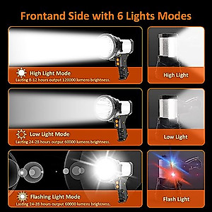 Samyoung Spotlight 120000 Lumen Super Bright, 10000 mAh 30 Hours LED Rechargeable Flashlights, IP65 Waterproof Rechargeable Spotlight Come with Collapsible Tripod & Strip for Hunting Boat Camping