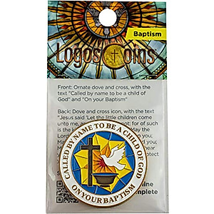 Baptism Coin, Baptismal Gift for Girls and Boys, Commemorative Keepsake Token, Catholic and Christian Religious Antique Gold Plated Prayer Challenge Coin