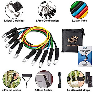 Fit Simplify Resistance Tube Bands 12 Piece Set with Instruction Booklet