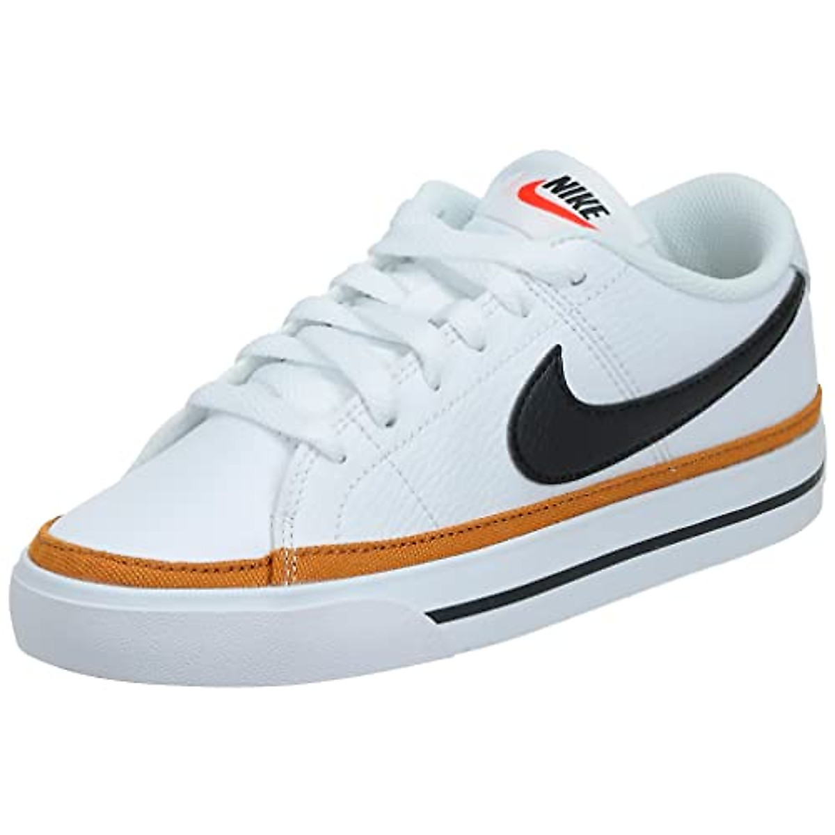 NIKE Women's Court Legacy Sneaker, White/Desert Ochre/Team Orange/Black, 7.5