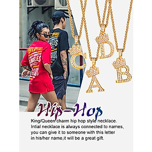 Richsteel Initial D Necklace For Men Women 18K Gold Plated Pendant with 22 Inch Chain Fashion Letter Name Jewelry