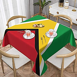 LIICHEES Flag of Guyana Tablecloth Kitchen Dining Room 54"x54" Square Washable Table Cover Outdoor Garden Picnic Tablecloths