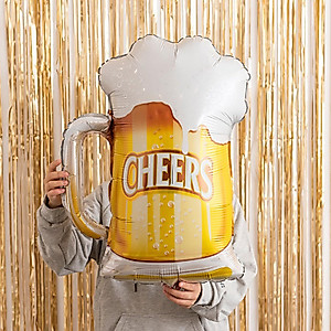 SINGYICO 4 Pcs Aluminum Foil Champagne Balloon Bottle Mylar Film Balloon for Birthday Engagement Bachelorette Party Bridal Shower Wedding Celebration Anniversary Decorations(Cheer)