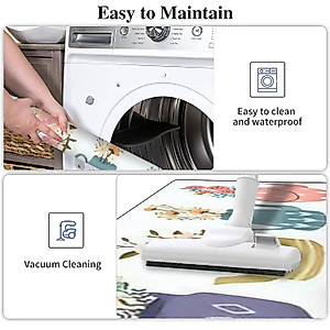 Kitchen Rugs Set Bouquet Flower teapot Set Graphic About Flower Kitchen Mat for Floor Non-Slip Washable Kitchen Runner Doormat Bath Rug Carpet Comfort Standing Mats Decorations