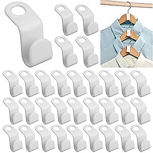 TAOZHIYAO 50PCS Clothes Hook Hanger Hooks Space Saving Closet Connector Organizer (White)