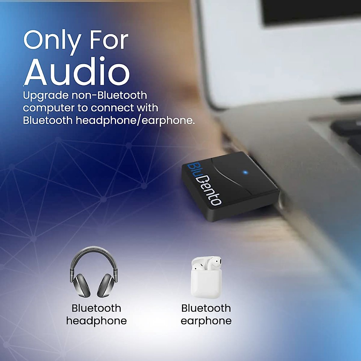 BluDento T1 USB Bluetooth 5.2 Audio Transmitter Adapter for Connecting Bluetooth Headphones to PS4/5, Switch, Desktop PC, aptX Adaptive aptX HD aptX Low Latency Audio Dongle