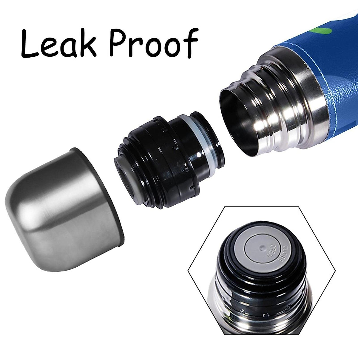 Stainless Steel Leather Vacuum Insulated Mug Dinosaur Thermos Water Bottle for Hot and Cold Drinks Kids Adults 16 Oz