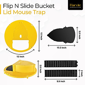 Second Generation, Flip n Slide Bucket Lid Mouse Trap - Indoor Outdoor, 5 Gallon Bucket Compatible, Multi Catch, Auto Reset, Slide Bucket Lid Mouse Rat with Ramp