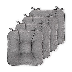 Love's cabin Memory Foam Chair Cushions Set of 4, Outdoor/Indoor Chair Pads for Dining Chairs 4 Pack, Seat Cushions for Kitchen, Dining Room, Office, Patio Chairs, 16x16 Grey