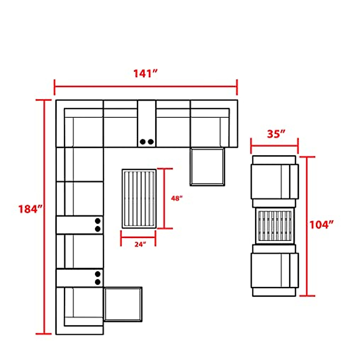 TK Classics Barbados 17 Piece Wicker Outdoor Sectional Seating Group with Storage Coffee Table and Club Chairs, Grey