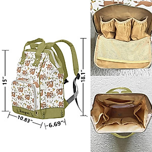 Jungle Sloths on Tree Personalized Diaper Backpack with Name,Custom Travel DayPack for Nappy Mommy Nursing Baby Bag One Size
