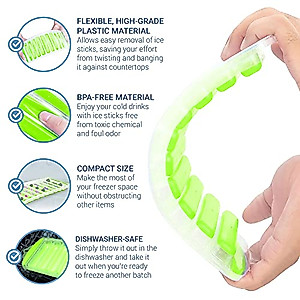 Meadow Lane Ice Stick/Cube Tray, Green 1-Tray (1-Pack, Green), Narrow and Long for Sports Bottles