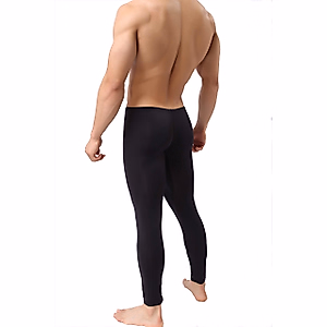 IYUNYI Mens Thin Ice Silk Compression Baselayer Thermal Long Johns Underwear Black