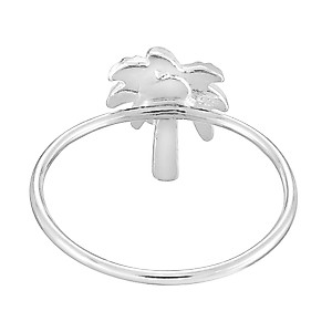 AeraVida Tropical Summer Coconut Palm Tree Charm .925 Sterling Silver Ring (7) | Minimalist Silver Tree Ring for Women | Fashion Jewelry