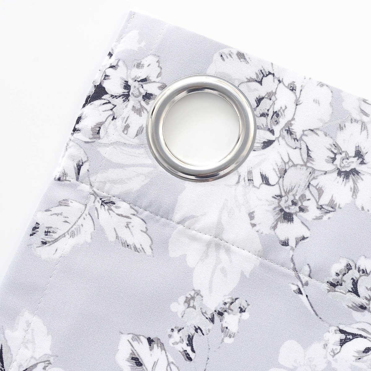 DriftAway Flower Floral Pencil Sketch Blackout Room Darkening Grommet Lined Thermal Insulated Energy Saving Window Curtains 2 Layer Set of 2 Panels Each 52 Inch by 84 Inch Gray and Soft White