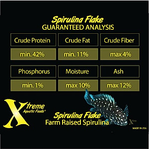Xtreme Aquatic Foods 2227-E Spirulina Flake, 3 oz