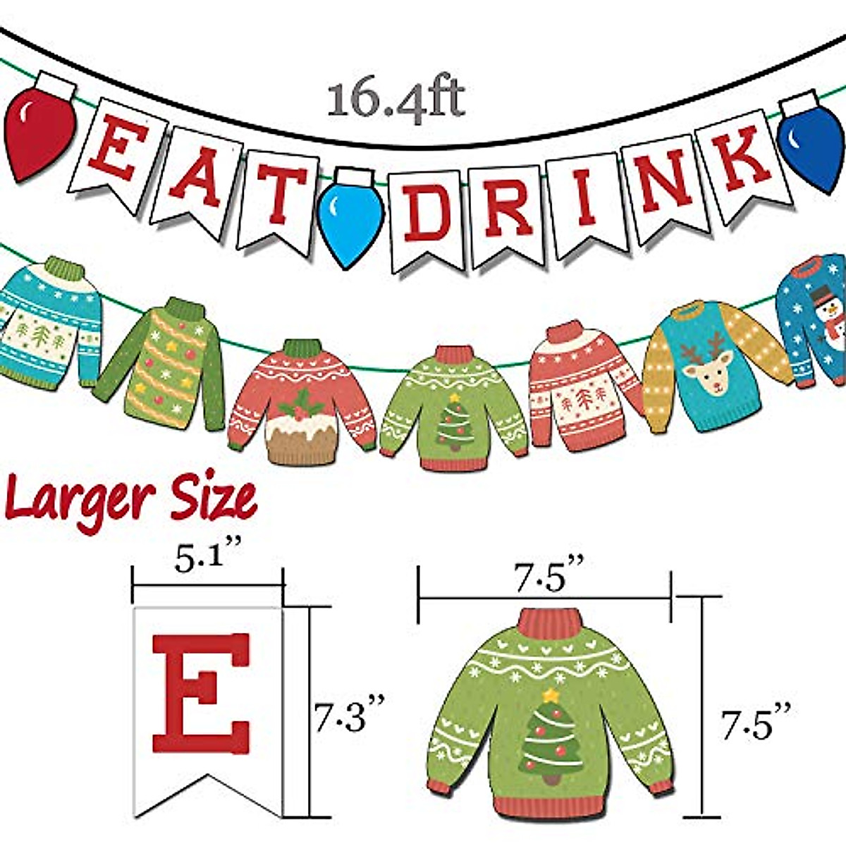 Funnlot Ugly Sweater Party Banner Not Need DIY Tacky Sweater Decorations Ugly Sweater Party Supplies Eat Drink And Be Ugly Banner Tacky Christmas Sweater Garland For Wintertime Holiday Office