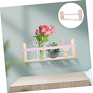 OSOLADY Wall-Mounted Floating Shelf Pink Wood Floating Shelves for Wall Decor Wall Holder Storage Holder