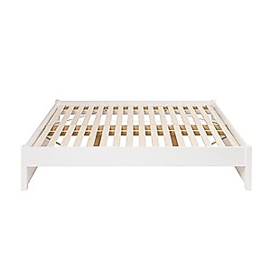 Prepac Select Queen 4-Post Raised Platform Bed with Under Bed Storage Space, Modern Queen Storage Bed 83" D x 63" W x 16" H, White, WBSQ-1302-2K