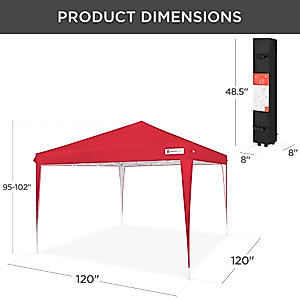 Best Choice Products 10x10ft Pop Up Canopy Outdoor Portable Folding Instant Lightweight Gazebo Shade Tent w/Adjustable Height, Wind Vent, Carrying Bag - Red