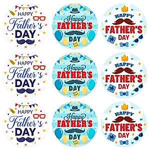 PETCEE Happy Fathers Day Labels Stickers, 1.5" Father's Day Gift Tags Stickers, Beard Fathers Day Gift Stickers Present Labels for Envelope Seals Gift Wrap Boxes Cards Party Favor Decorations, 36PCS