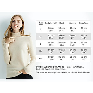 LINY XIN 100% Merino Wool Swetaer for Women Turtleneck Long Sleeve Fall Winter Warm Knitted Pullover Sweater Jumper (Yellow Green,L)