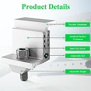 Biaungdo 12 Pcs Solar Panel Mounting Z Brackets, Adjustable Solar End Clamp Aluminum Rail Bracket Solar Panels Grounding Gutter Kit for Solar Panel Photovoltaic Mounting System Accessories(32-50mm)