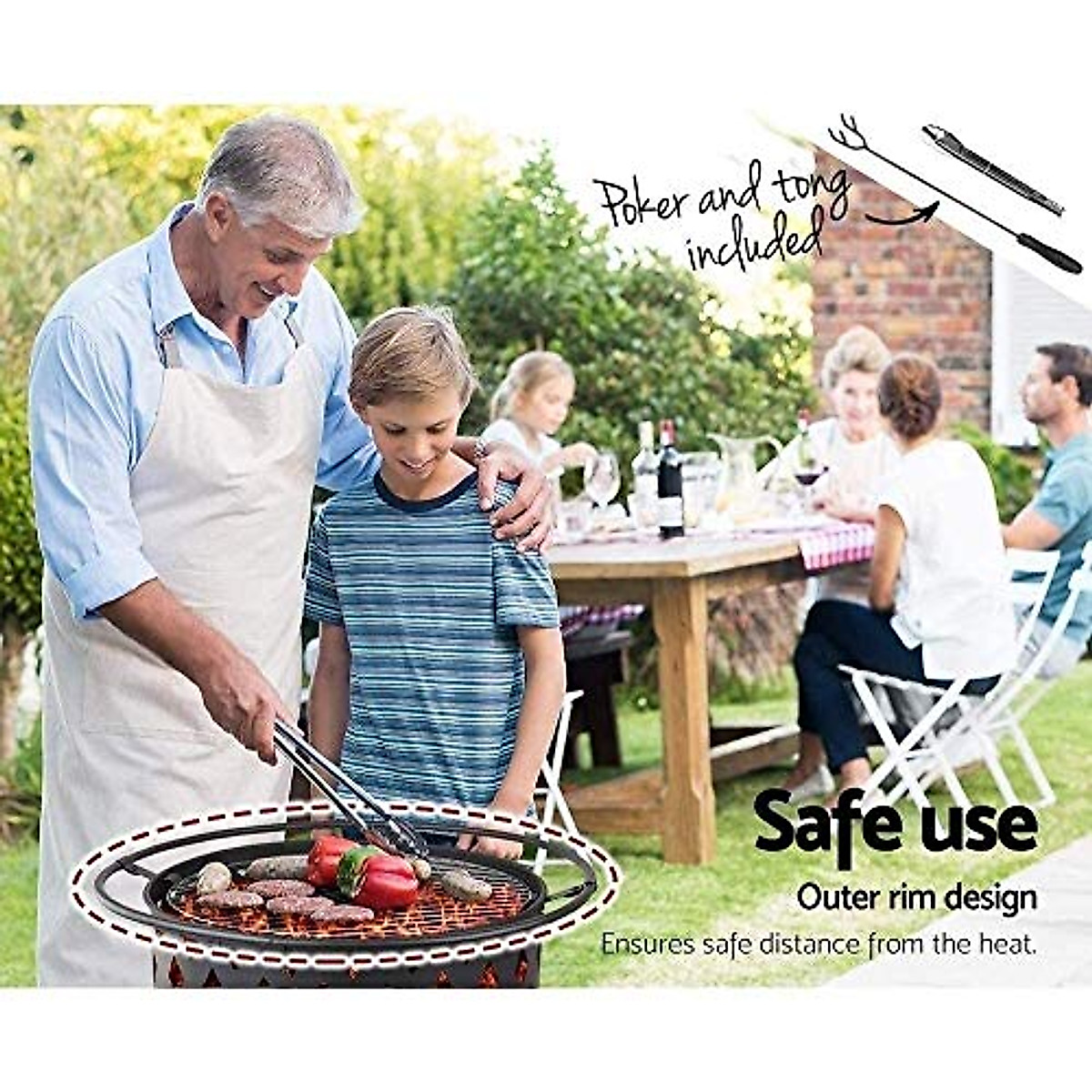 LEAYAN Garden Fire Pit Portable Grill Barbecue Rack Wood Burning Fire Pit Backyard with Cooking Grill,Fire Pit Multifunctional Barbecue Rack Indoor Winter Charcoal Heater for Camping Backyard