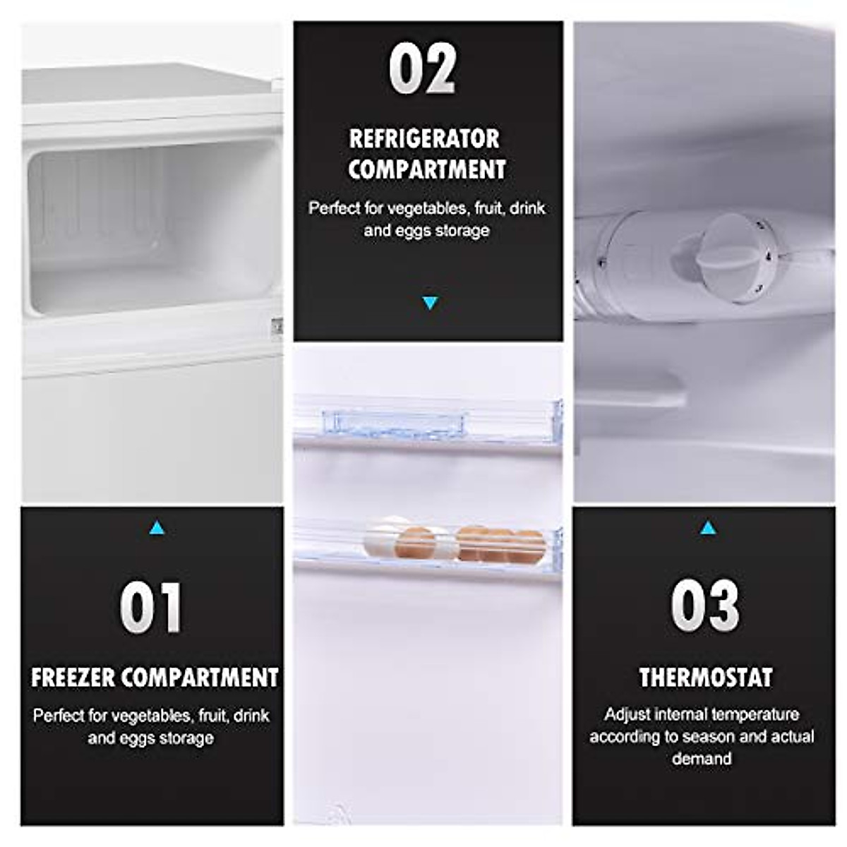 COSTWAY Compact Refrigerator, 3.4 Cu. Ft. Classic Fridge with Adjustable Removable Glass Shelves, Mechanical Control, Recessed Handle, Fridge Freezer for Dorm, Office, Apartment, White