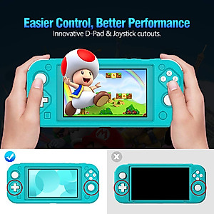 MoKo Grip Case Compatible with Switch Lite, Anti-Collision Non-Slip Shockproof Silicone Case Cover Shell Compatible with Switch Lite 2019 - Turquoise