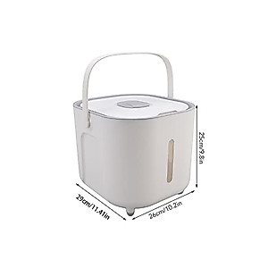 Tnfeeon Rice Dispenser Sealing Rice Dispenser Sealing Rice Storage Container Proof Non Slip Grain Barrel Grey White