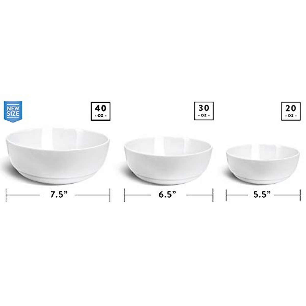 HARMAN & CO Soup Cereal Salad Bowl, Small 5.5” (20oz), Microwave & Dishwasher Safe, Frost White (Set of 6 Bowls)