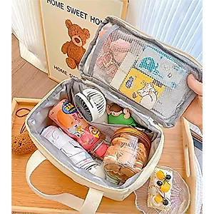 LaurelTree Aesthetic Kawaii Cute Lunch Bag Box Insulated Leakproof Waterproof Durable for Women Girls Kids Office School (Bear-Bucket)