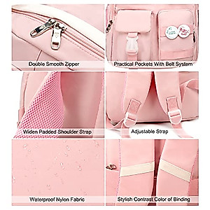 HIDDS Laptop Backpacks 15.6 Inch School Bag College Backpack Anti Theft Travel Daypack Large Bookbags for Teens Girls Women Students (Pink)