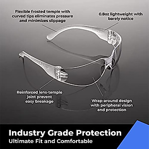 amoolo Clear Safety Glasses Bulk of 24, Protective Eyewear for Men Women, ANSI Z87.1 Impact Resistant Eye Protection for Work, Lab, Construction