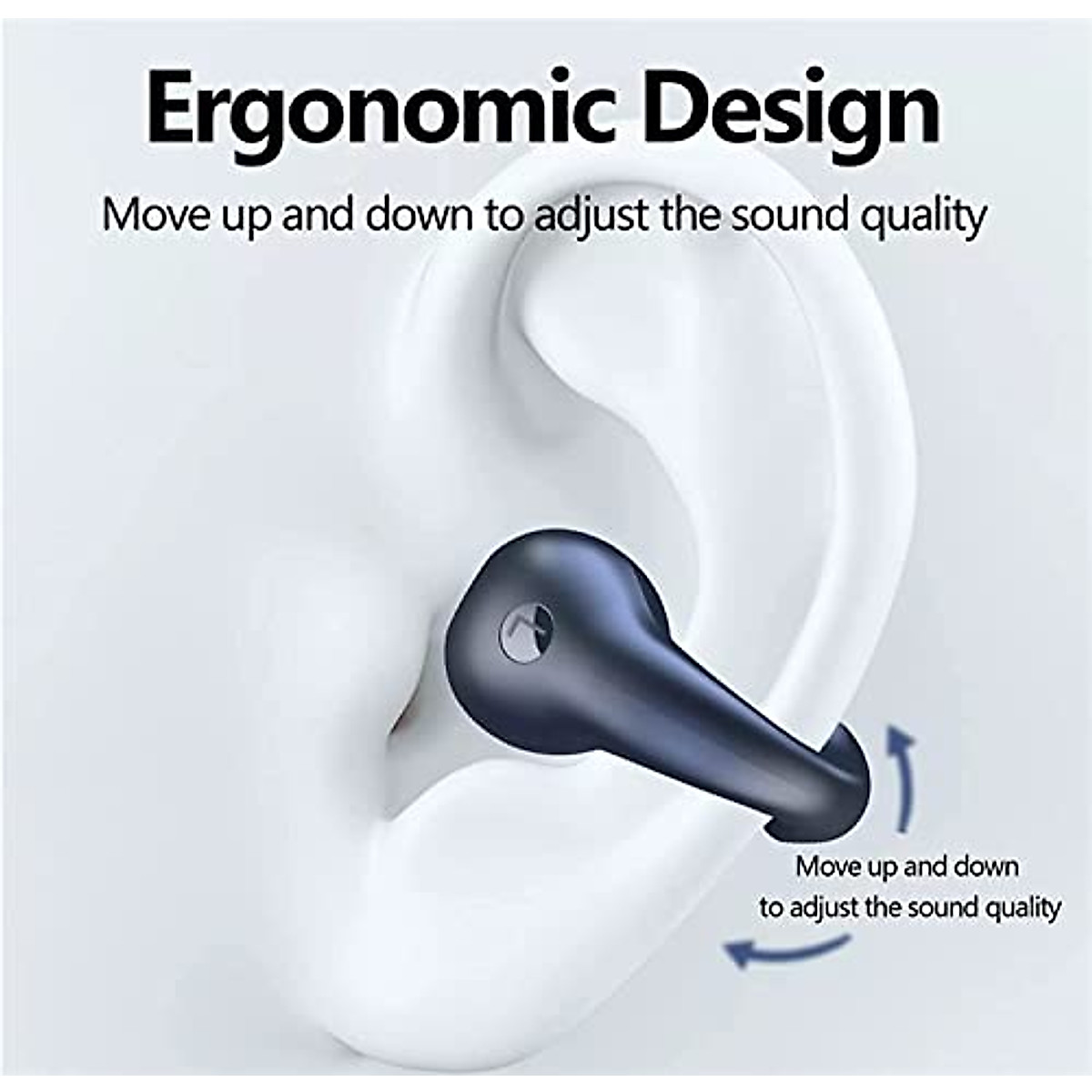 Wireless Earbuds Bluetooth Ear Clip Bone Conduction HeadphoneHi-fi Stereo with Portable Charging case Long Battery Life (Black)