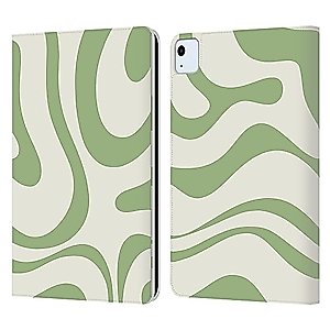 Head Case Designs Officially Licensed Kierkegaard Design Studio Modern Swirl Light Sage Cream Art Leather Book Wallet Case Cover Compatible with Apple iPad Air 2020/2022