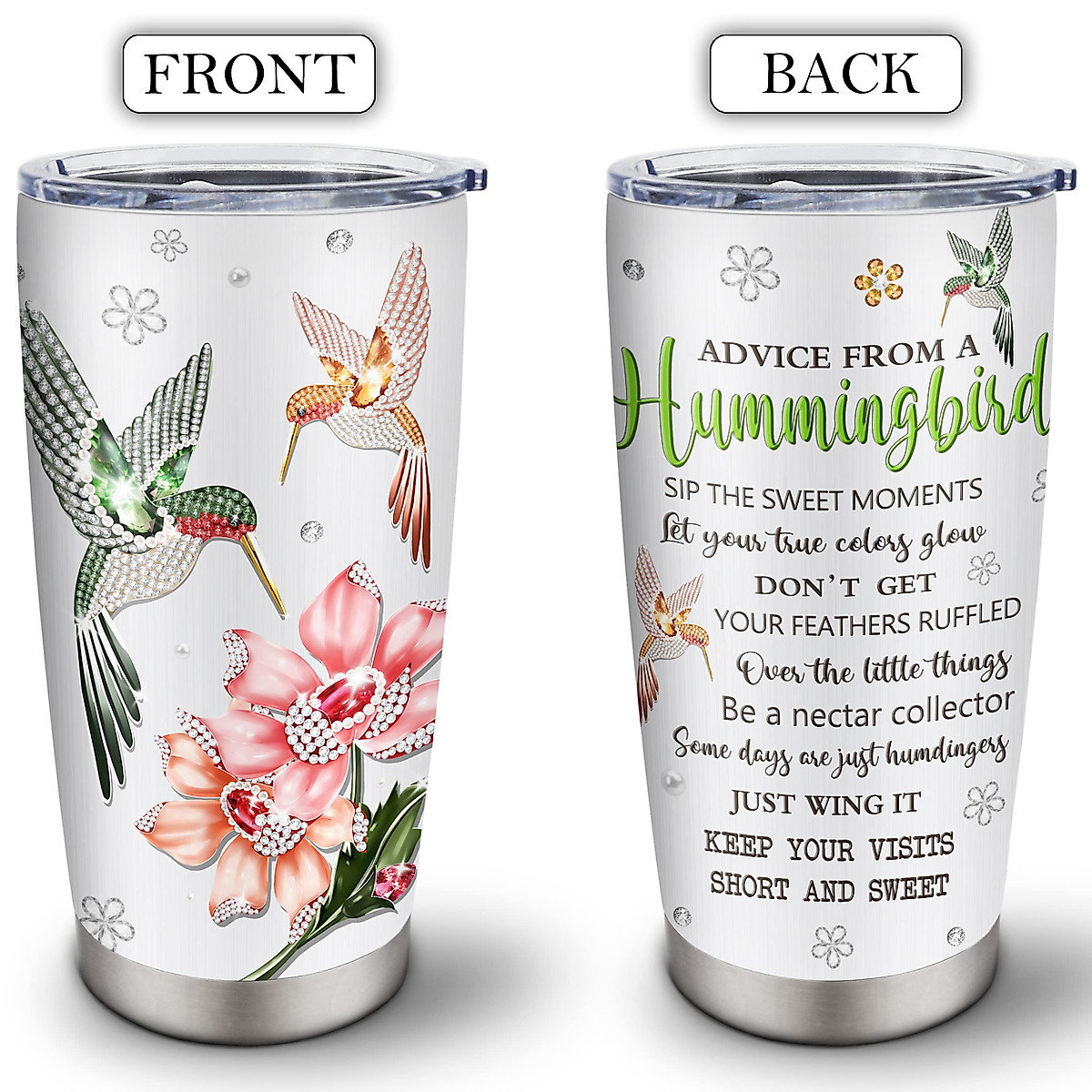 Hummingbird Gifts Tumblers 20oz, Hummingbird Gifts for Women Unique Coffee Mug, Hummingbird Themed Gifts for Mom/Daughter/Wife/Teen Girls Cup, Christmas/Birthday Gift Ideas for Hummingbird Lovers