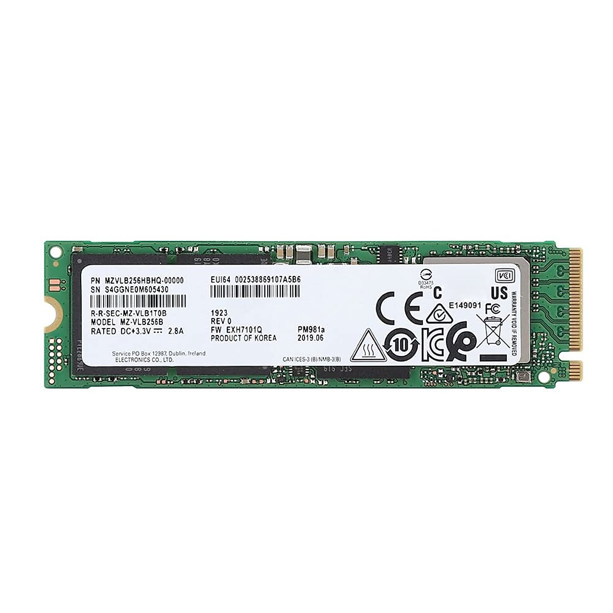 PM981a Nvme m.2 2280 Interface Internal Solid State Drive PCI E Solid State High Speed 3500MB/S Reading 2300MB/S Writing Suitable for High End Motherb (256GB)
