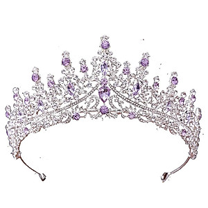 Birthday Party Queen Tiaras Crowns for Women Lavender Shiny Gothic Wedding Anniversary Headbands,4
