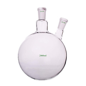 Deschem 2000ml,24/40,2-Neck,Round Bottom Glass Flask,2L Reaction Vessel,Double Necks