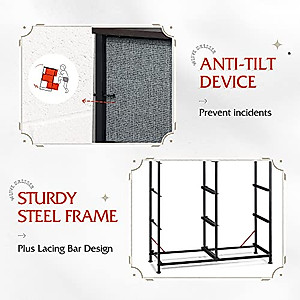 WLIVE 10-Drawer Dresser, Fabric Storage Tower for Bedroom, Hallway, Nursery, Closets, Tall Chest Organizer Unit with Textured Print Fabric Bins, Steel Frame, Wood Top, Easy Pull Handle, Dark Grey