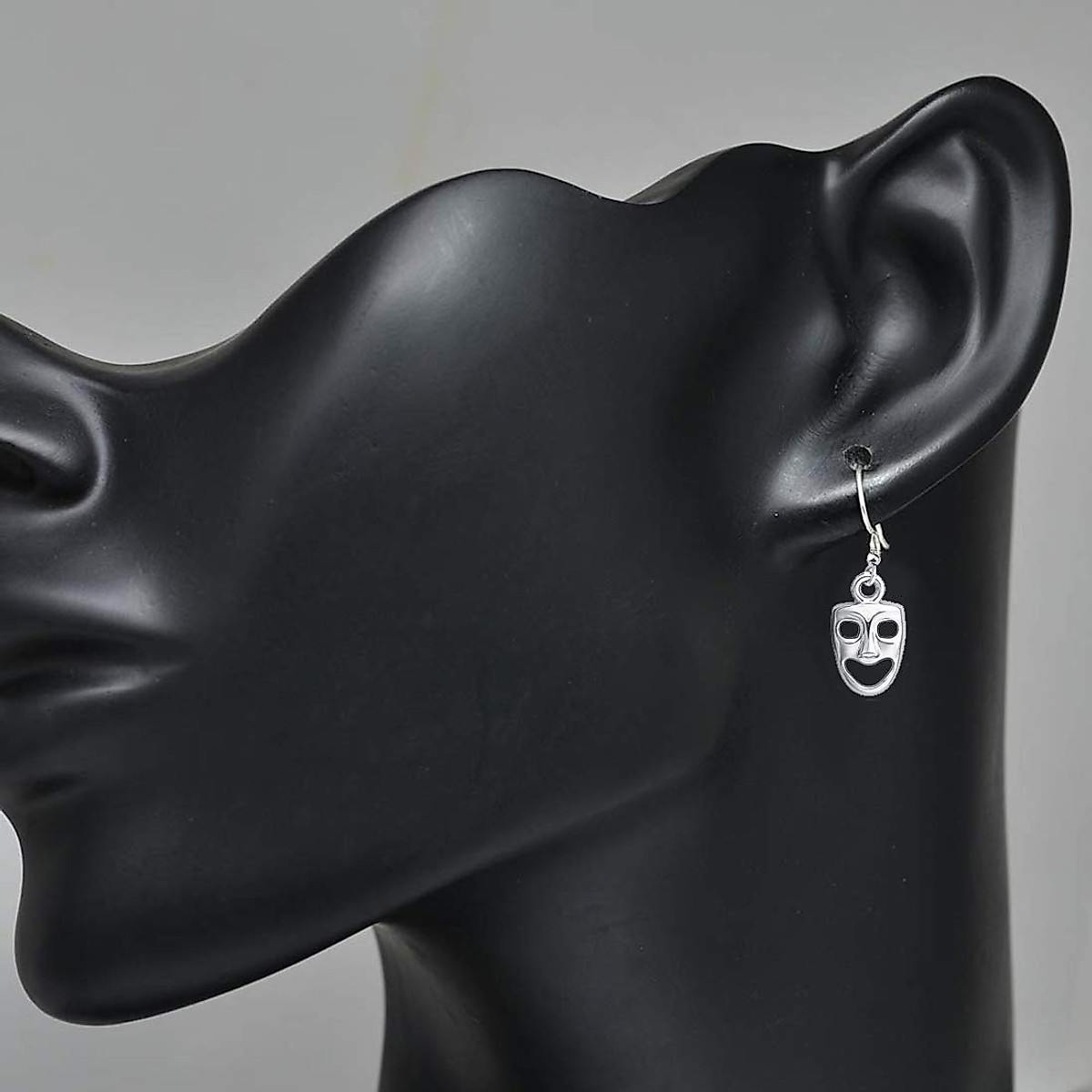 Gzrlyf Comedy and Tragedy Mask Earrings Drop Dangle Earrings Drama Masks Jewelry Theater Gifts (drop dangle earrings)