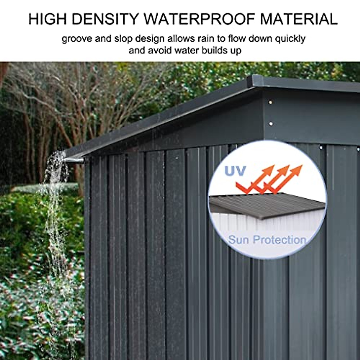 6' x 4' Outdoor Storage Shed, Metal Garden Shed, Backyard Storage Shed with Double Lockable Doors,can be Used as Bike shed, Trash can shed, Tool shed,pet shed,Black