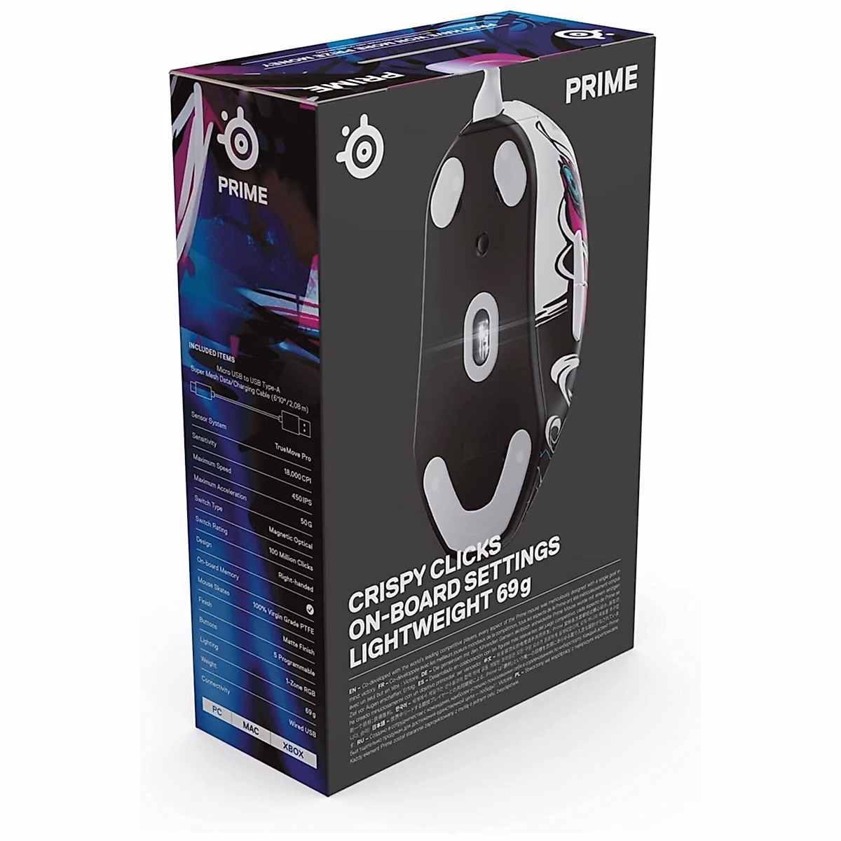 SteelSeries Prime Neo Noir - FPS Gaming Mouse – 18,000 CPI TrueMove Pro Optical Sensor – 5 Programmable Buttons – Magnetic Optical Switches – Brilliant Prism RGB Lighting