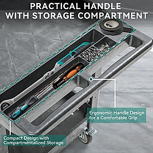 YITAHOME Utility Cart on Wheels, 550 lbs Service Cart 45 x 25 Inch Rolling Work Carts with Wheels, 2 Shelf Heavy Duty Plastic Cart Suitable for Warehouse, Garage, School & Office, Cleaning, Gray