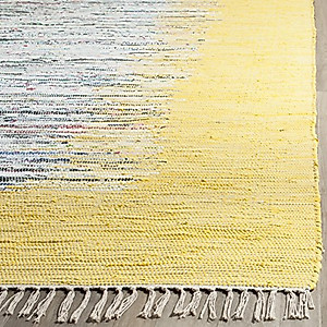 SAFAVIEH Montauk Collection Runner Rug - 2'3" x 8', Ivory & Yellow, Handmade Stripe Fringe Cotton, Ideal for High Traffic Areas in Living Room, Bedroom (MTK711Q)