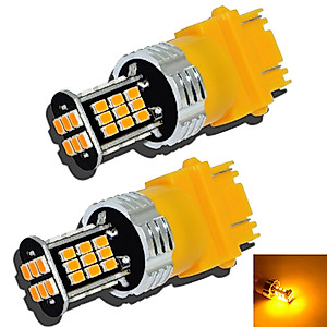 Alla Lighting Super Bright 3156 3157 LED Turn Signal Lights Bulbs, Amber Yellow 2000 Lumens T25 Wedge 3457 4157 3157 NAK 3020 30-SMD Blinker Lamps Replacement for Auto Cars Trucks