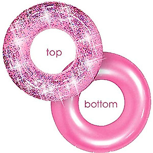 Vermo Pink Glitter Swim Ring for Pool Beach Lake Glitter Pool Inflatable Swim Tube Glitter Swim Ring for Kids, Adults Glitter Pool Floating Tube Inflatable Pool Float Glitter Pool Ring (48 Inch)